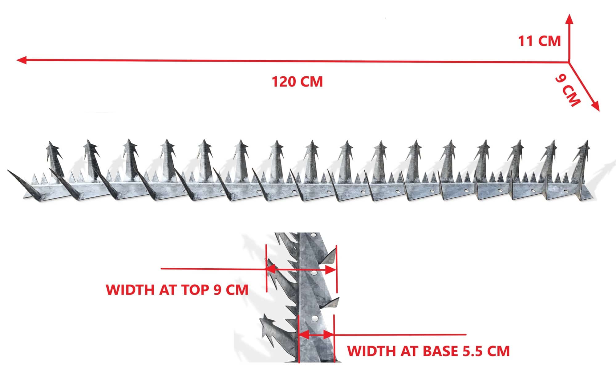 * Anti Climb Spikes For Walls, Roofs And Fences. Thick steel Construction.